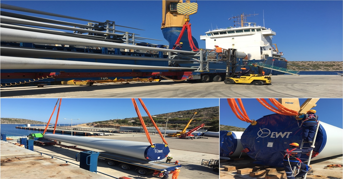 Offloading and transportation of windmills - Cosmatos Group of Companies